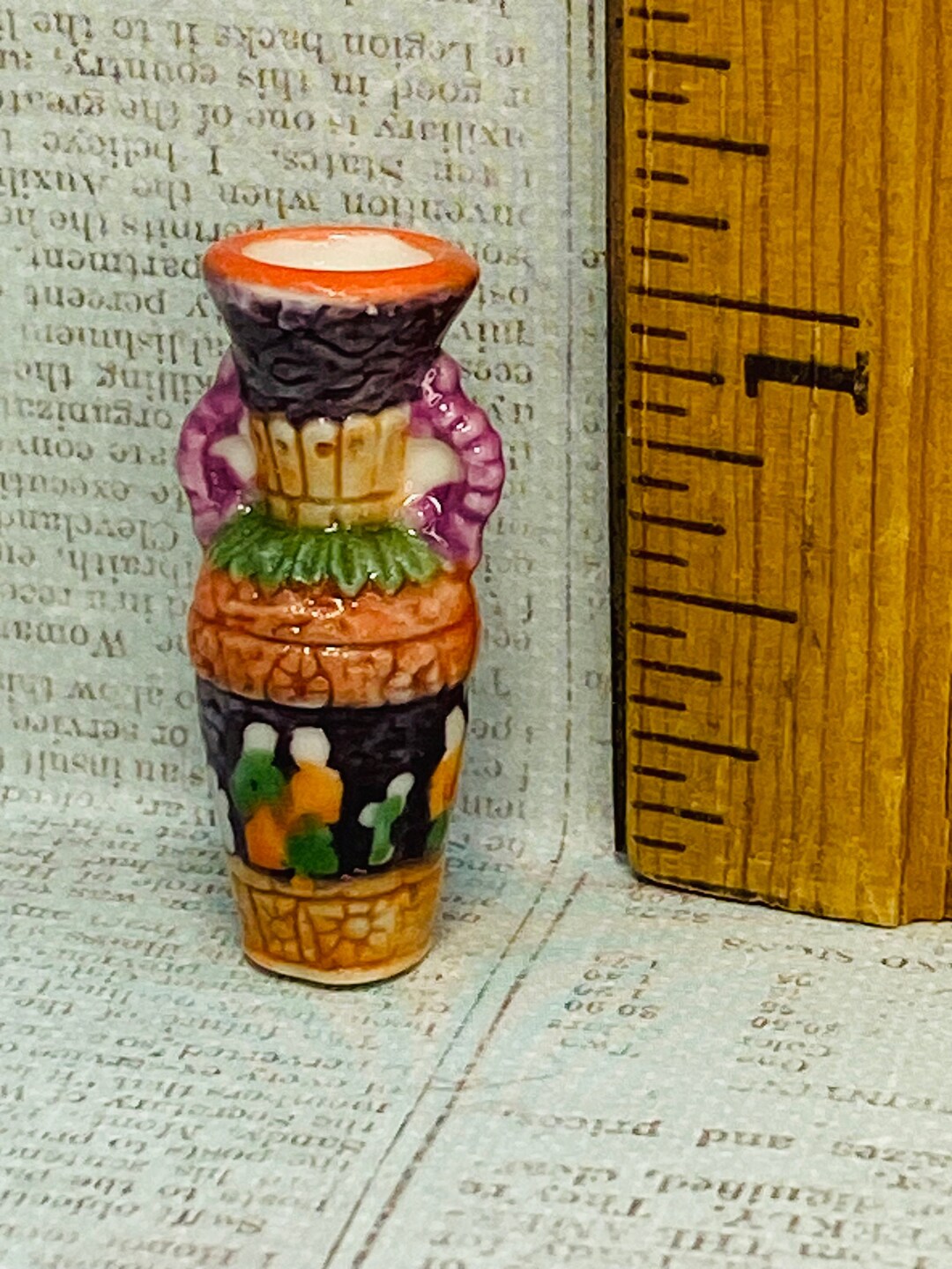 Fancy Collector's Art PORCELAIN Asian Floral Vase Pottery Dollhouse ...