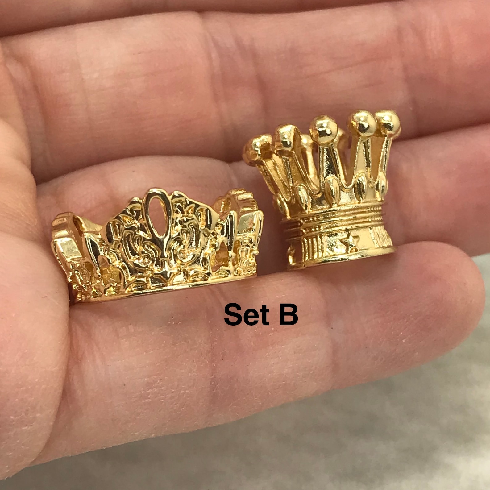 Golden Metal CROWNS Royal Headdress Gold Crown Tiara King Queen French ...