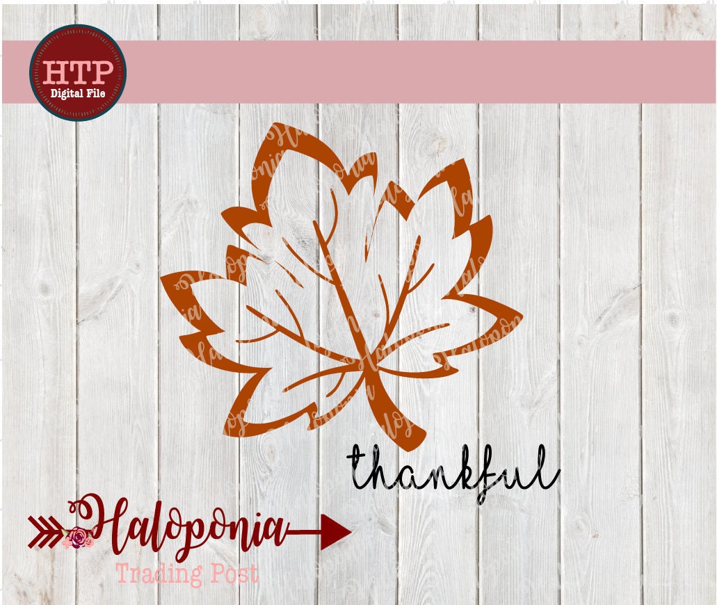 Thankful Fall Leaf Outline Autumn Design SVG/DXF/PNG File | Etsy