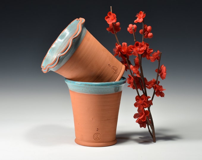 Hand Thrown Terracotta Planters. Set of 2. 2# Long Toms. With and ...
