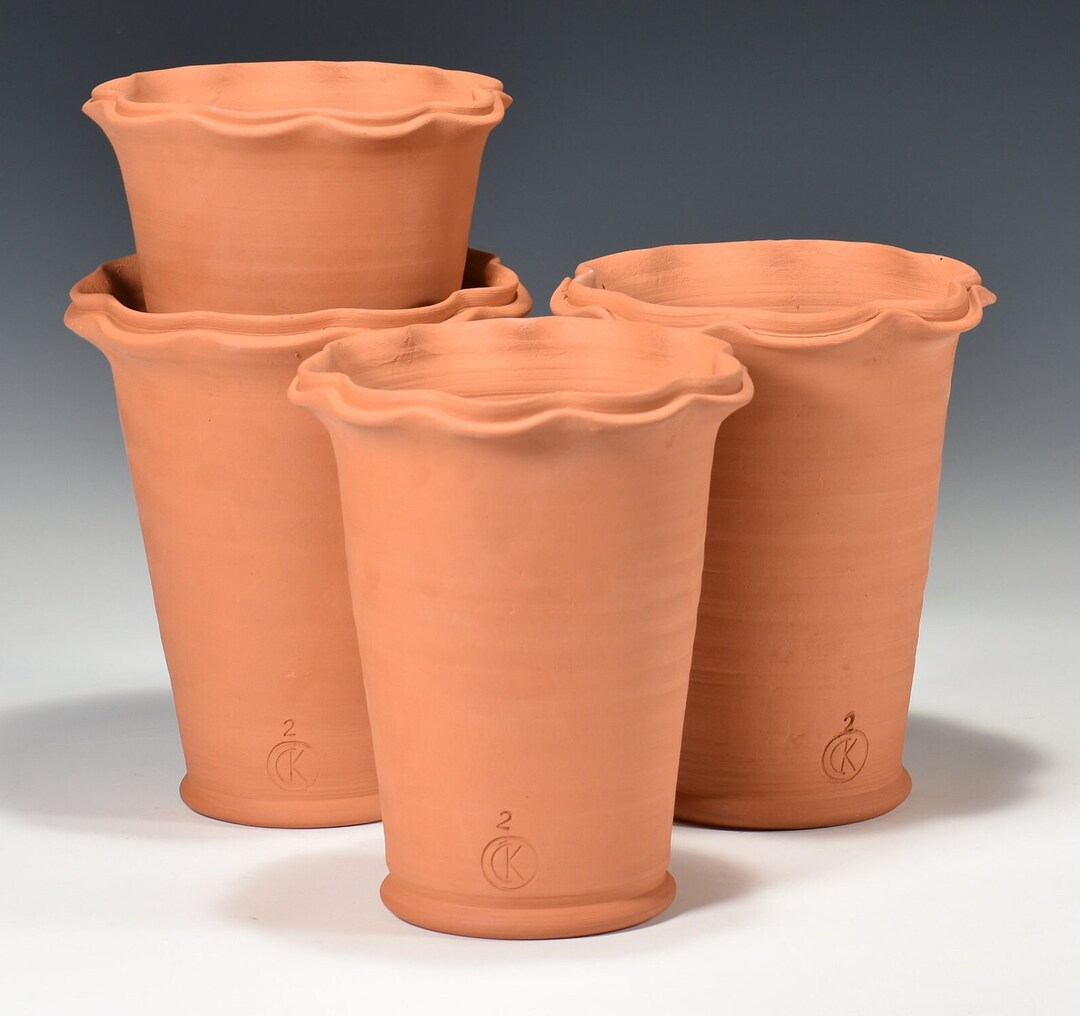 Terracotta Long Tom Planter. Set of 4. 2# Size. 6" Tall and 5" Wide ...
