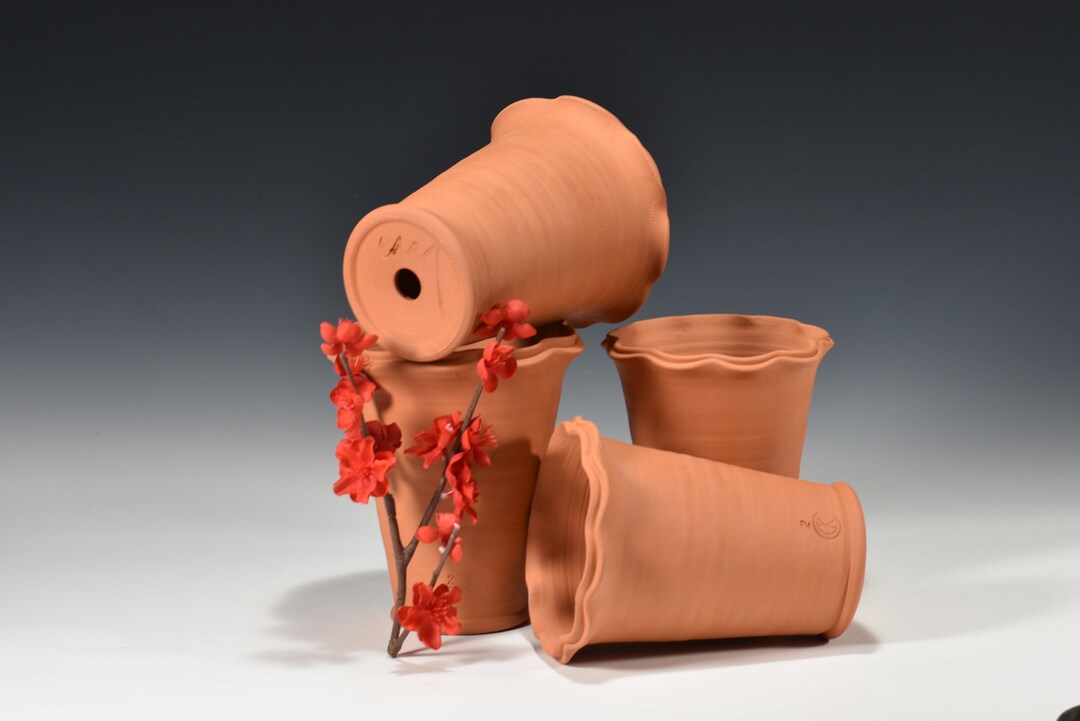 Terracotta Long Tom Planter. Set of 4. 2 Size. 6 Tall and 5 Wide With ...