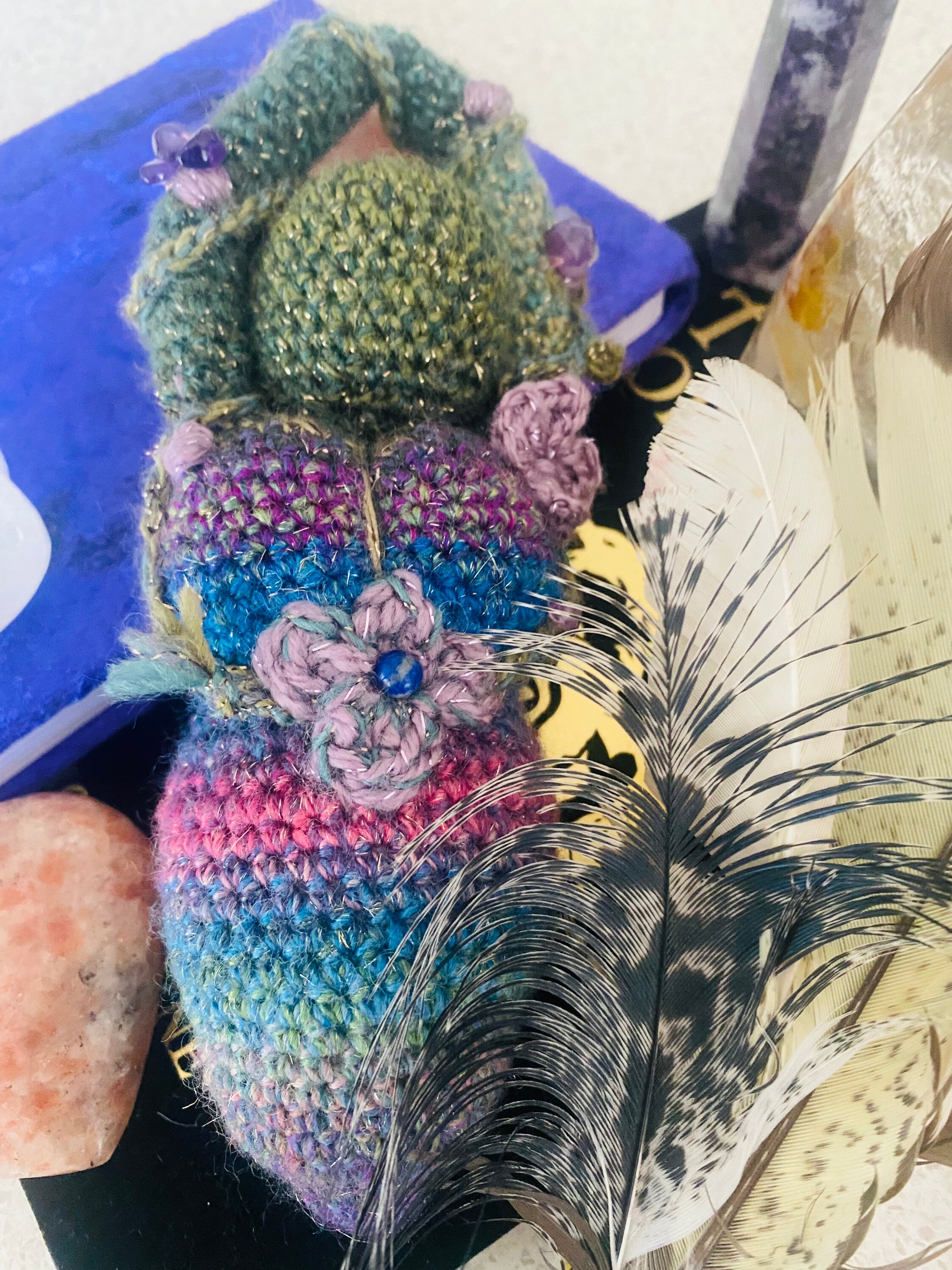 Crystal Crochet Goddess Altar Doll Handmade Pagan Witch Doll Amethyst ...
