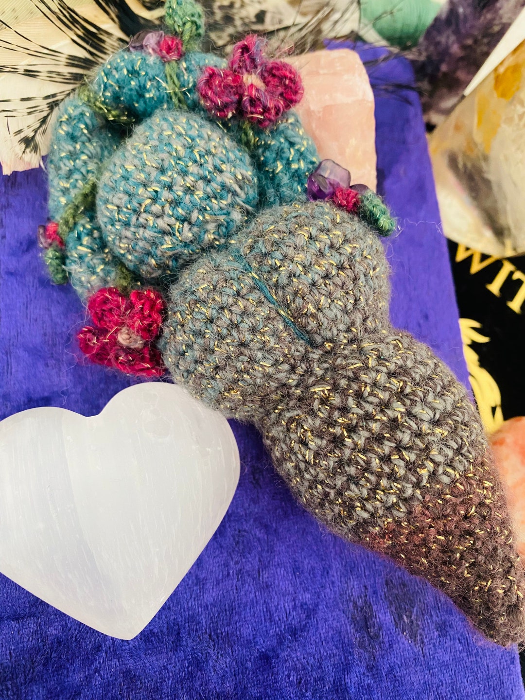 Goddess Crochet Doll Pagan Witchy Crochet Doll Amethyst Crystal Altar ...