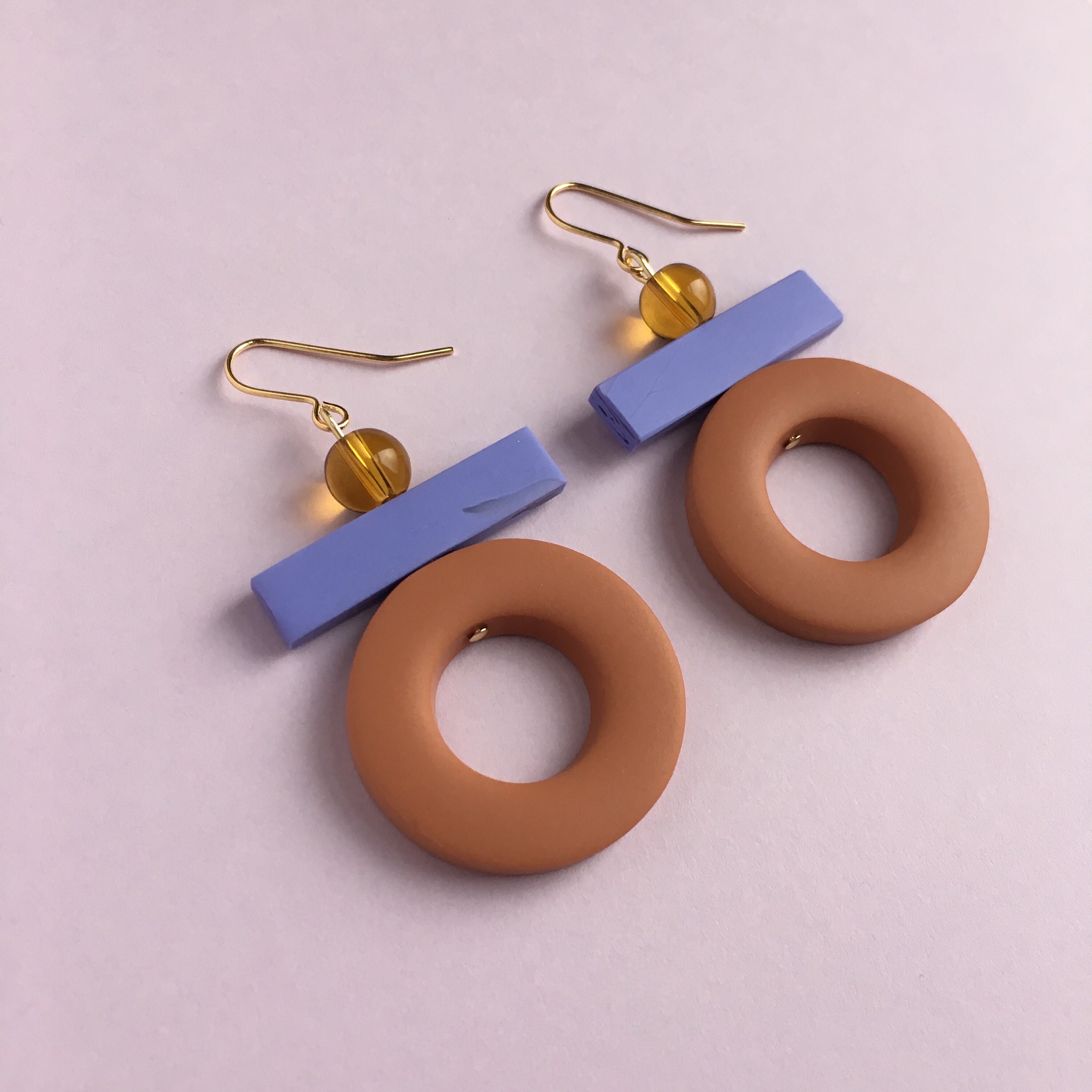 Sol Earrings Rust & Periwinkle | Etsy