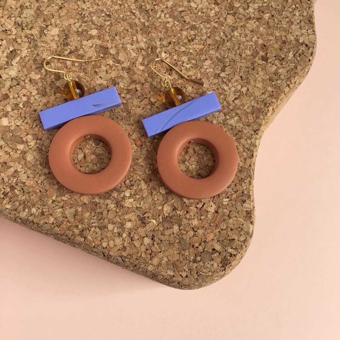 Sol Earrings Rust & Periwinkle | Etsy