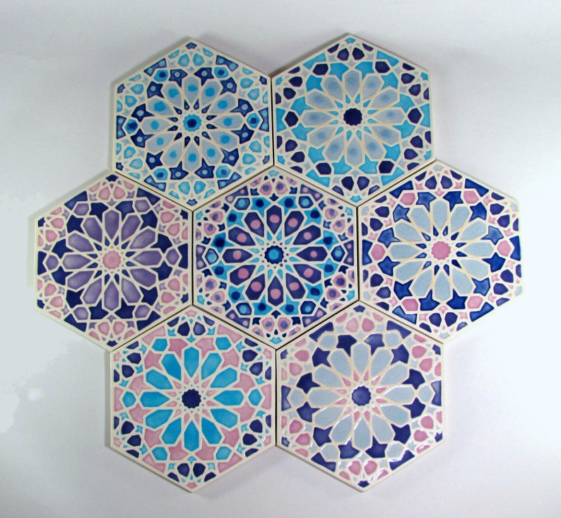 Hand Painted Moroccan Tiles - Ceramic Accent Tiles - Kitchen Backsplash ...