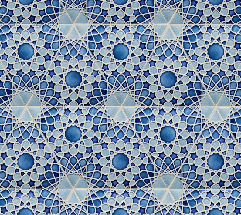 Handmade Moroccan Tile: Blue Starburst Kitchen Backsplash - Etsy