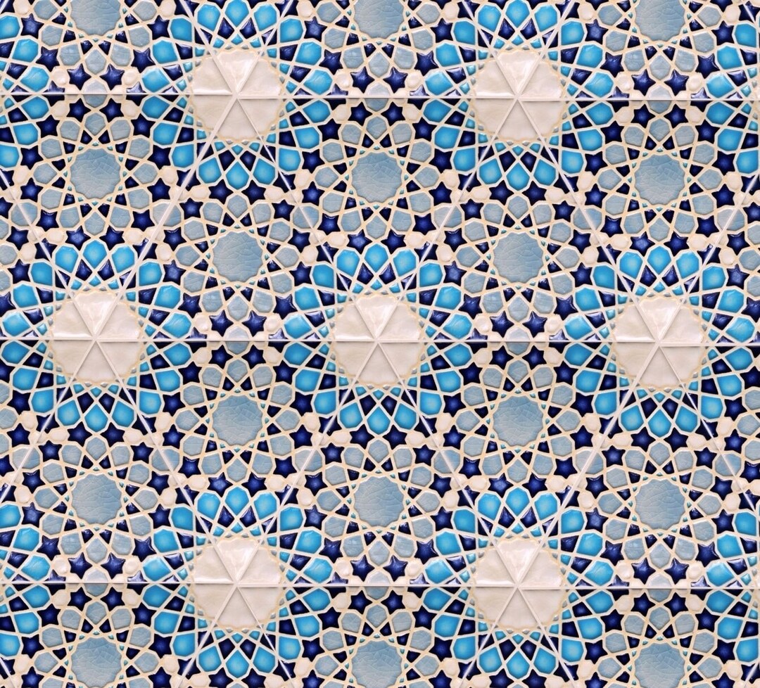 Handmade Moroccan Tile: Blue Starburst Stoneware Backsplash - Etsy