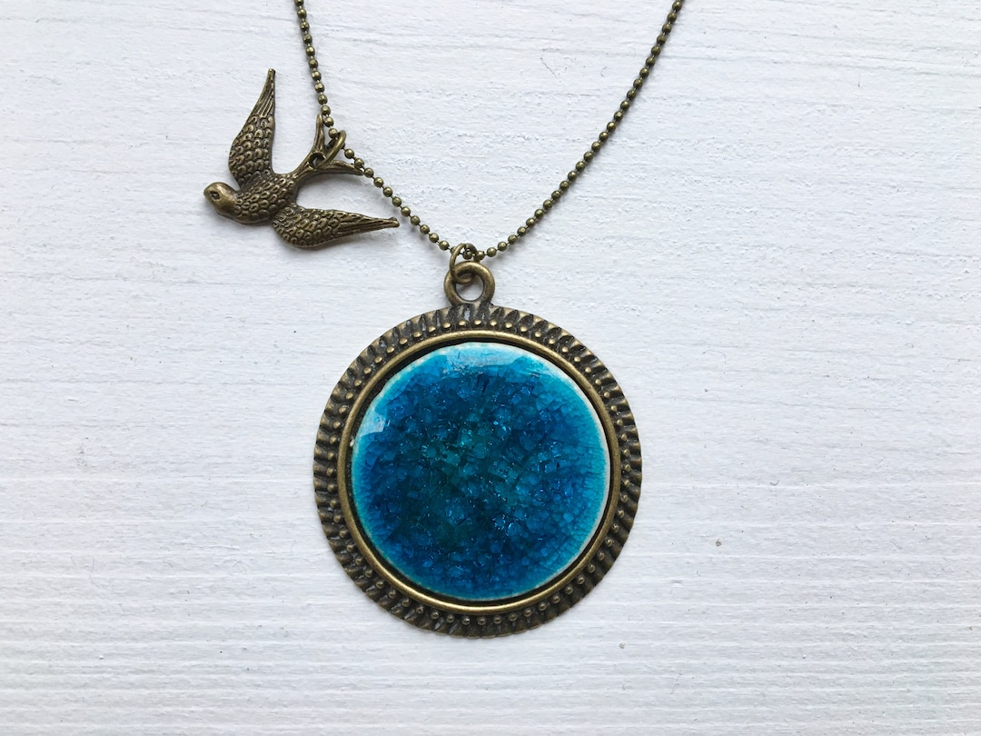 Sea Lights Ceramic Amulet Swallow Necklace - Etsy