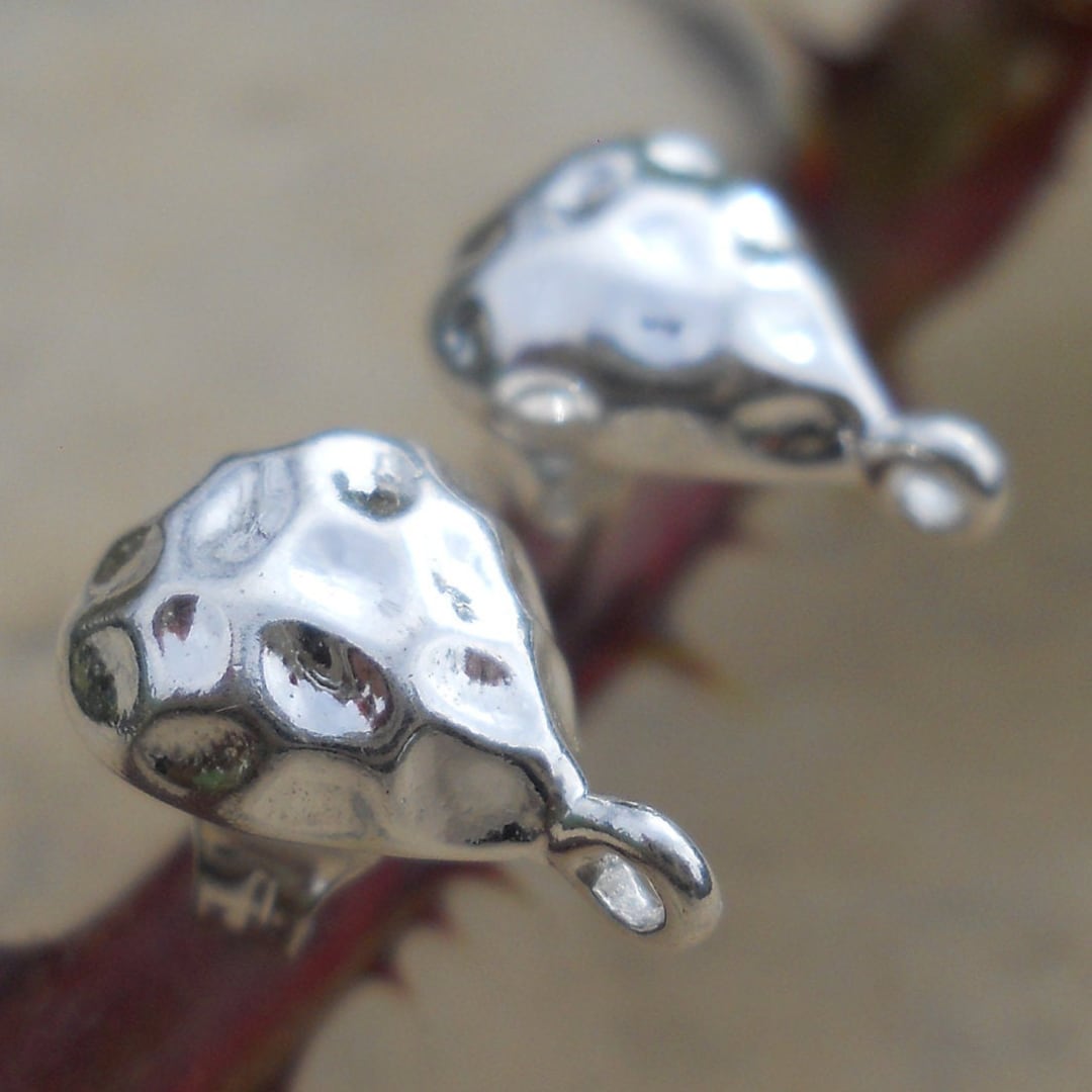 Sterling Silver Hammered Tear Drop Earring Posts With Loops (10 Mm X 6 ...