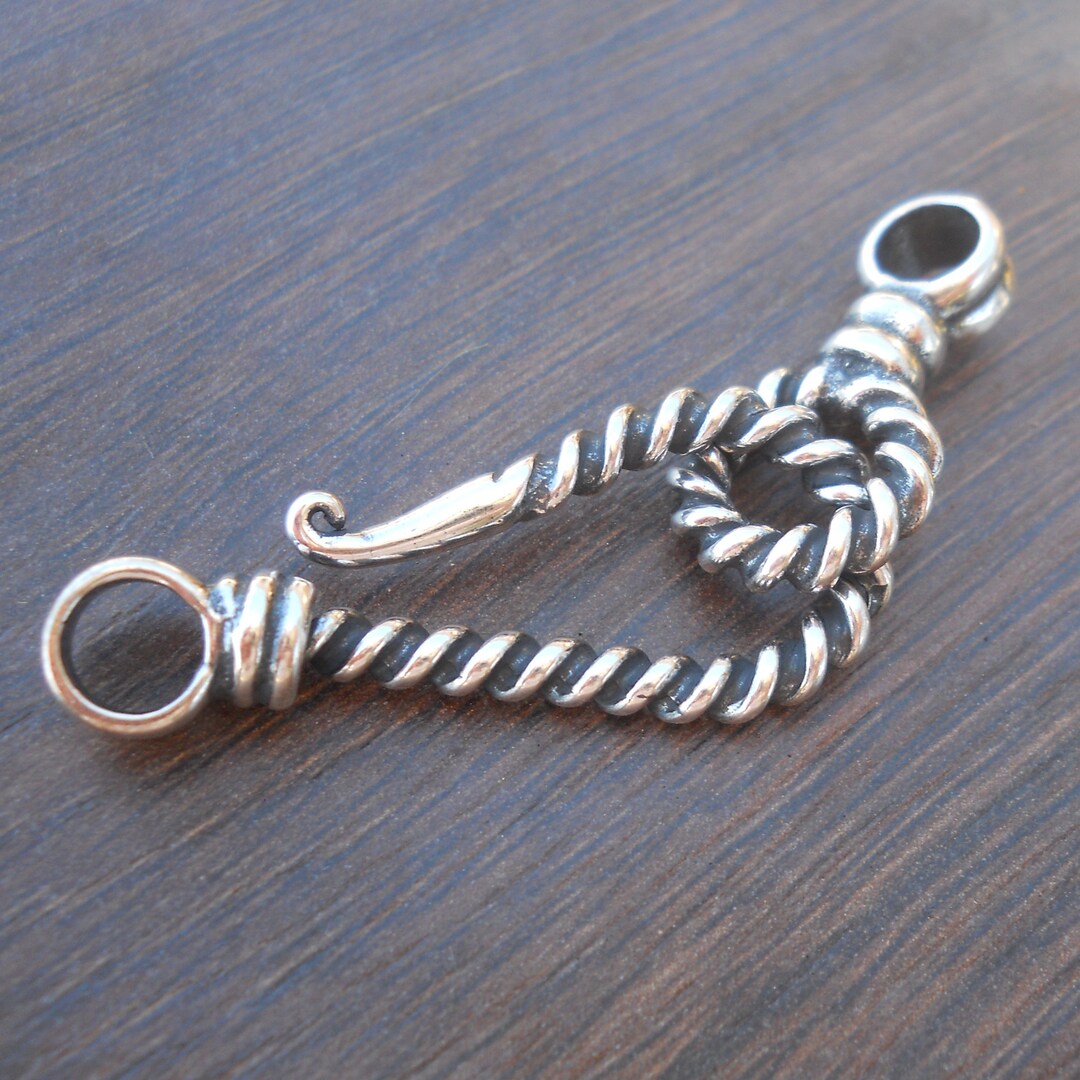Silver Plated Twisted J Hook Clasp: White Bronze Jewelry Finding (52 Mm ...