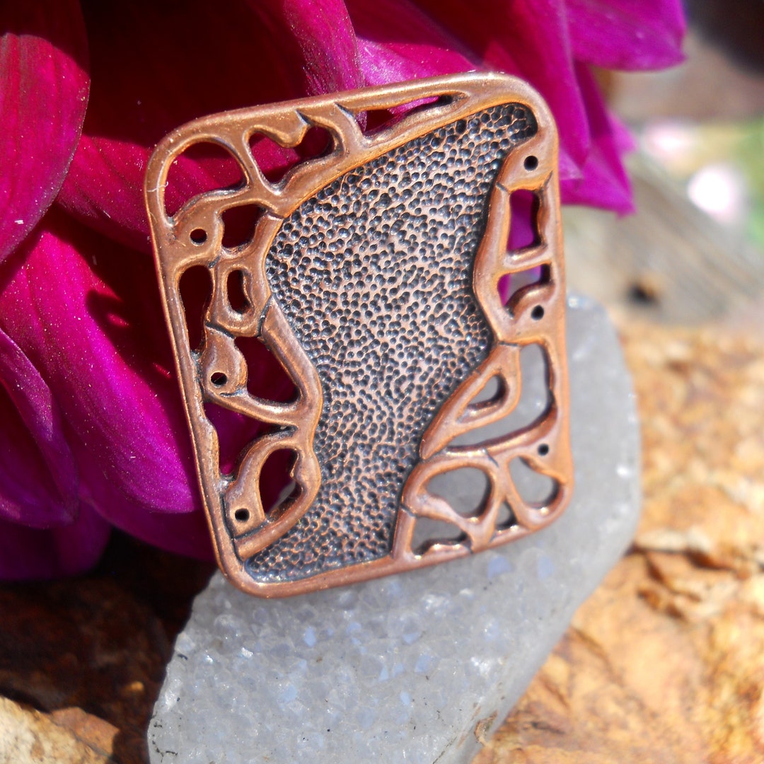 Solid Copper Connector: Japanese Stone Path Inspired (30 Mm X 24 Mm) - Etsy