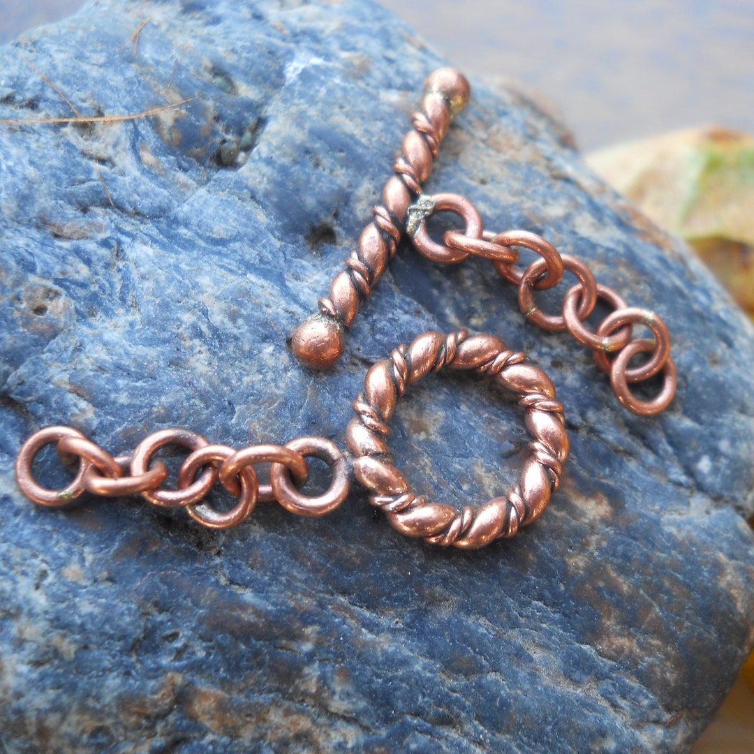 Rustic Solid Copper Toggle Clasp With Extender Chain - Etsy