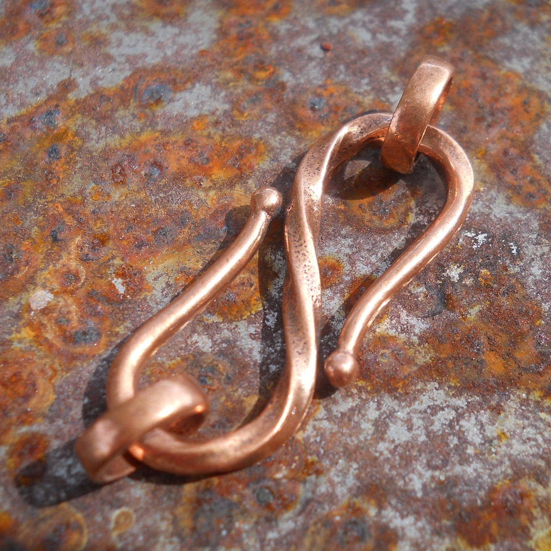 Large Twisted Solid Copper S Clasp With Jump Rings (45 Mm) - Etsy