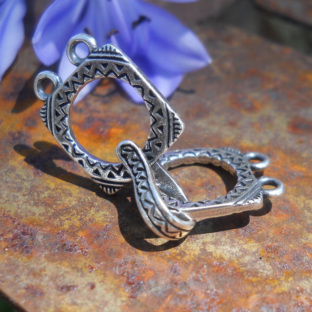 Silver Plated White Bronze 2-strand Hook and Eye Clasp (30 Mm) - Etsy