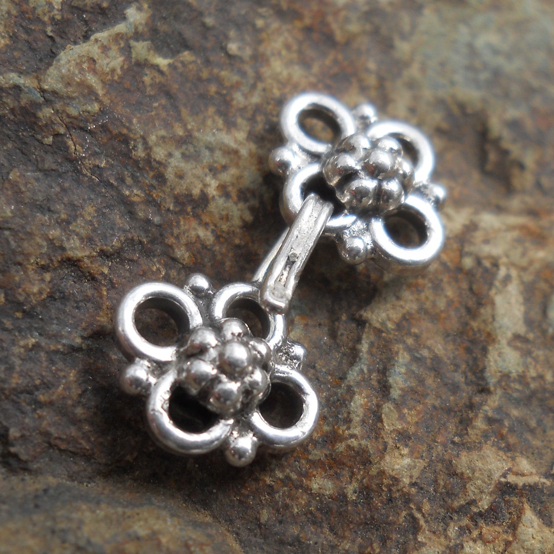 Sterling Silver Flower Hook and Eye Clasp: Multi-strand Jewelry Closure ...