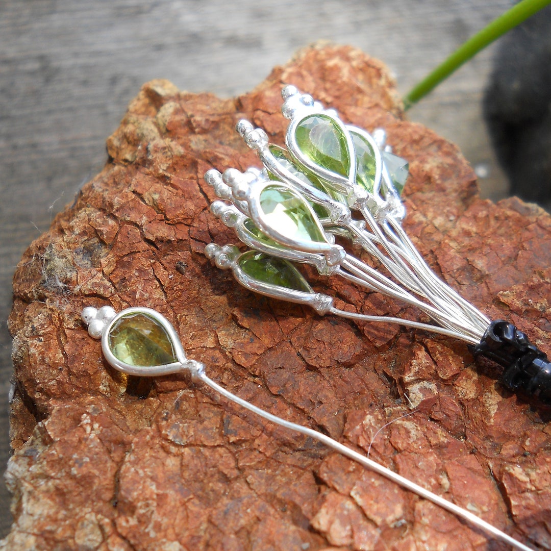 Head Pin With Gemstone, Sterling Silver Head Pins, Stone Size: 8 Mm X 6 ...