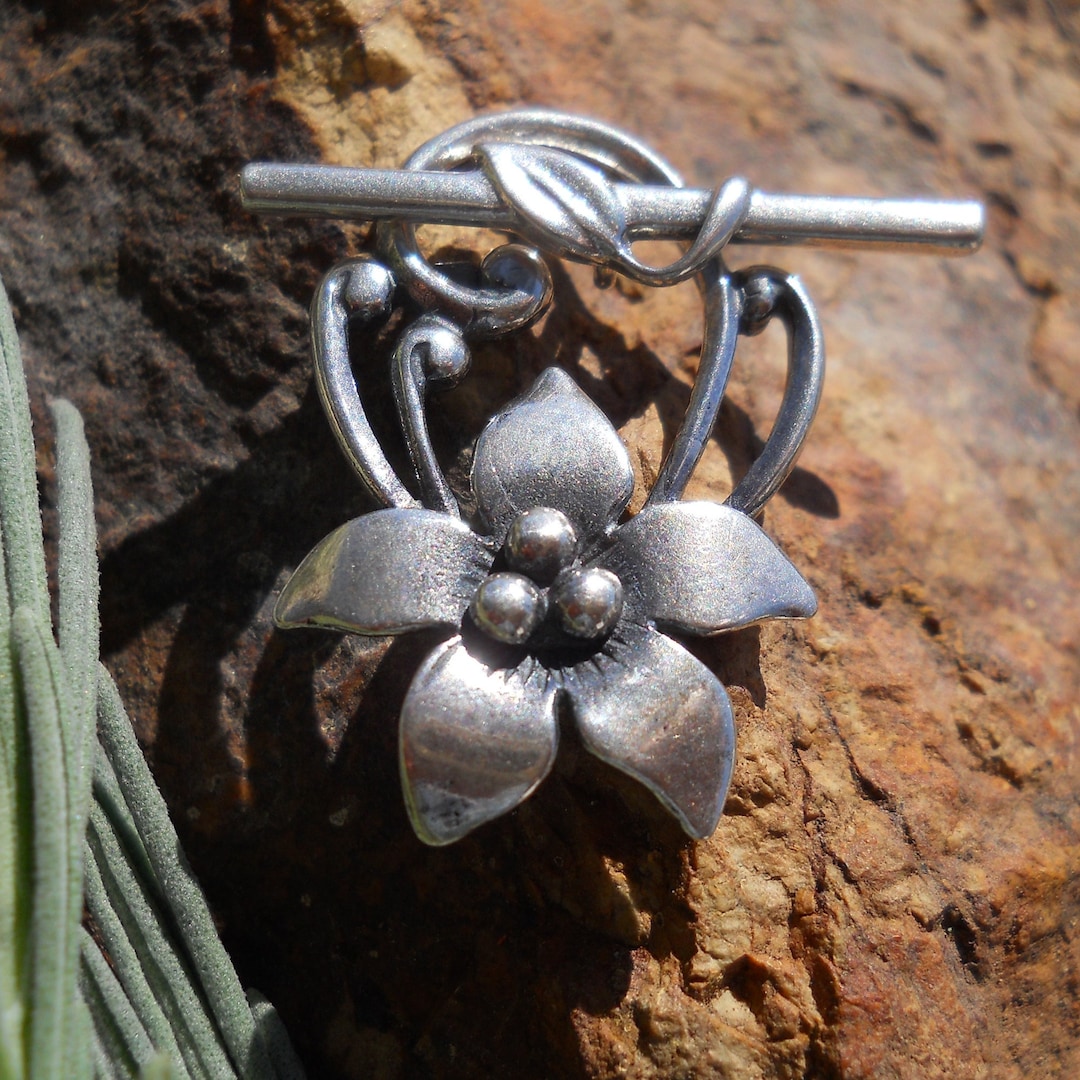 Sterling Silver Flower Toggle Clasp: Jewelry Making (30 Mm) - Etsy