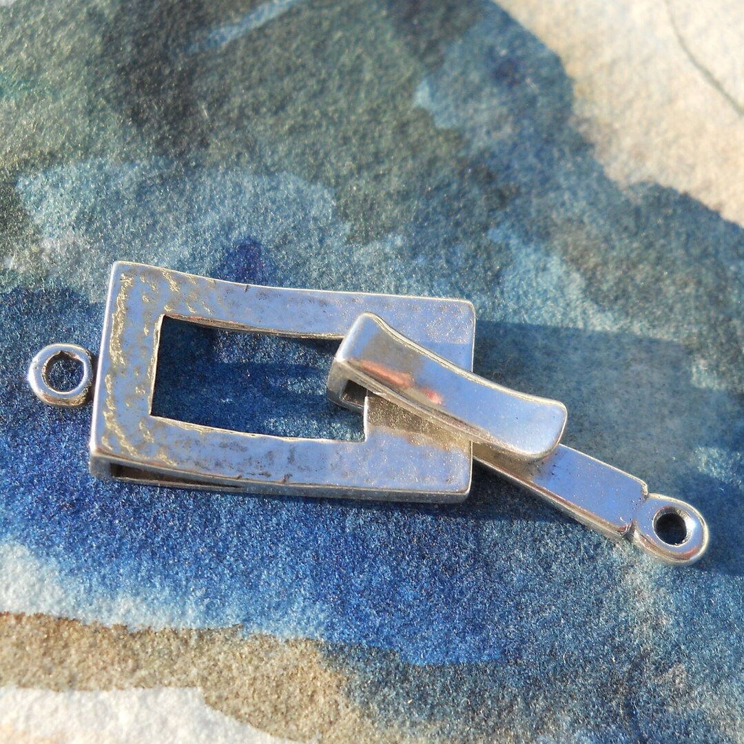 Sterling Silver Square Hook and Eye Clasp: Heavy Duty Jewelry Closure ...