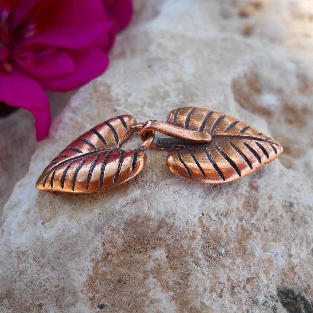 Solid Copper Leaf Hook and Eye Clasp (30 Mm) - Etsy