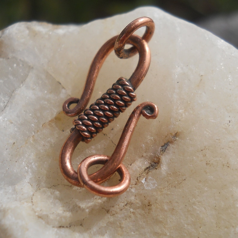 Solid Copper S-clasp With Jump Rings: Decorative Jewelry Clasp (25 Mm ...