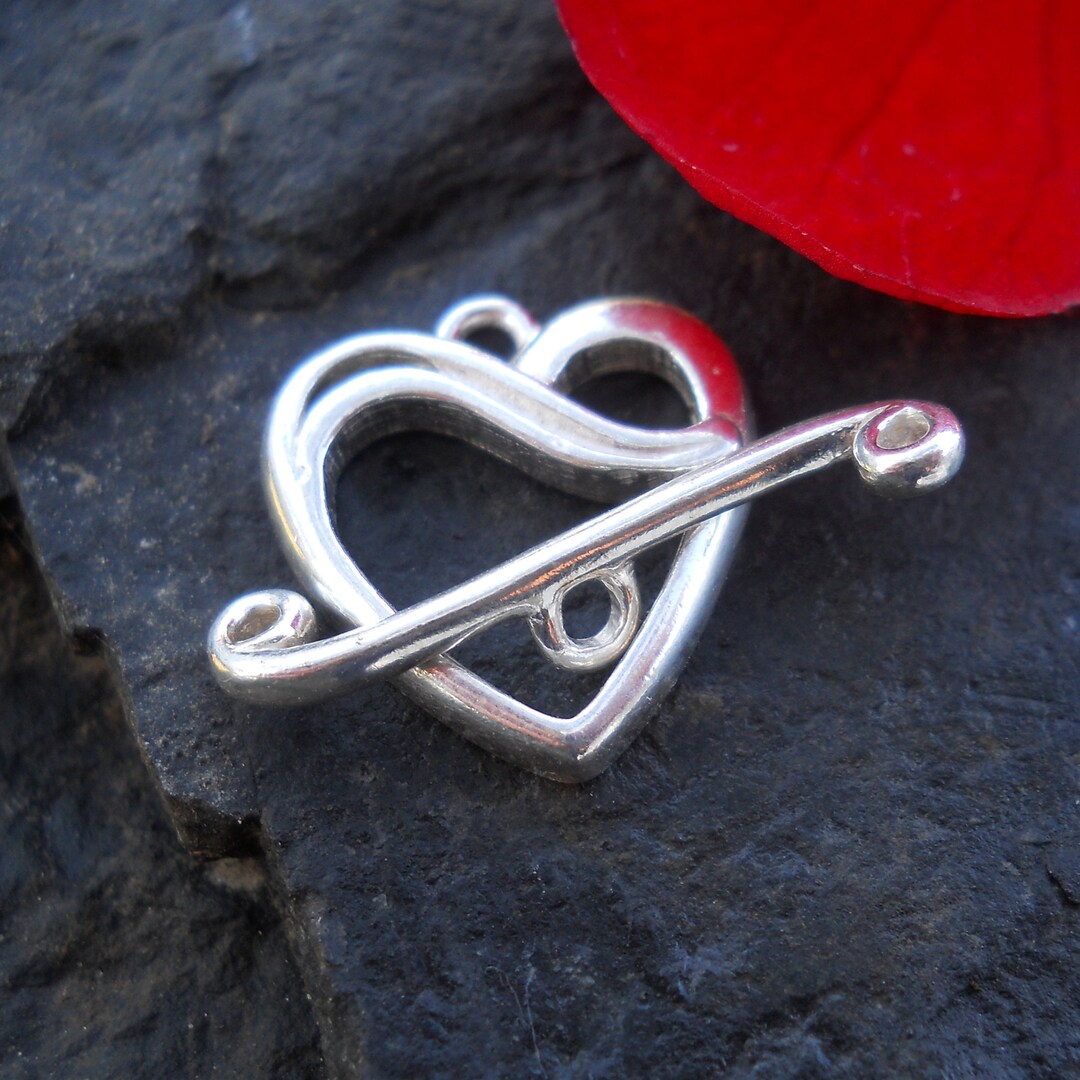 Sterling Silver Heart Toggle With Toggle Bar, TL275L, Size: 16 Mm X 15 ...