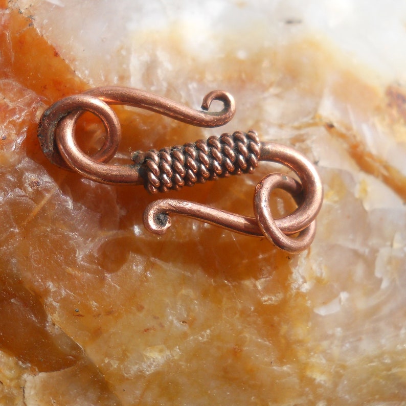 Solid Copper S-clasp With Jump Rings: Decorative Jewelry Clasp (25 Mm ...