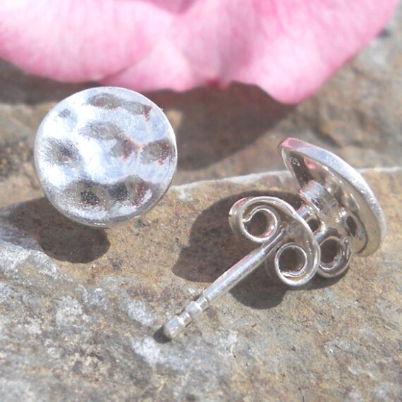 Sterling Silver Posts PT77 Sterling Silver Round Hammered - Etsy