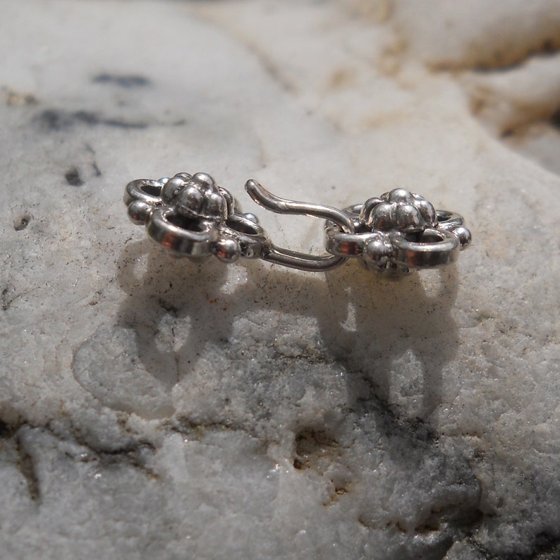 Sterling Silver Flower Hook and Eye Clasp: Multi-strand Jewelry Closure ...