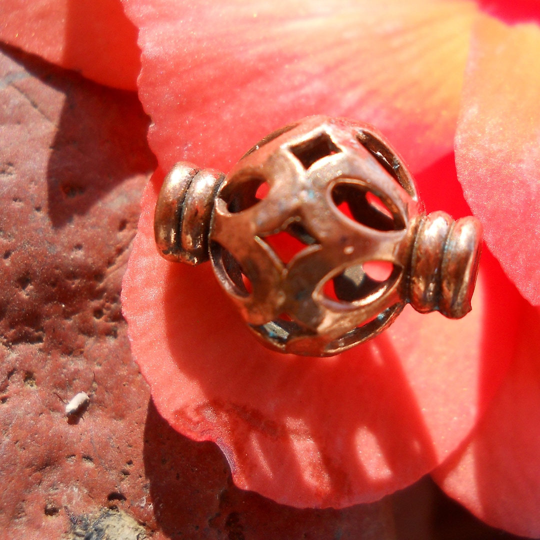 Solid Copper Jali Bead: Round Open Work (14 Mm X 11 Mm) - Etsy