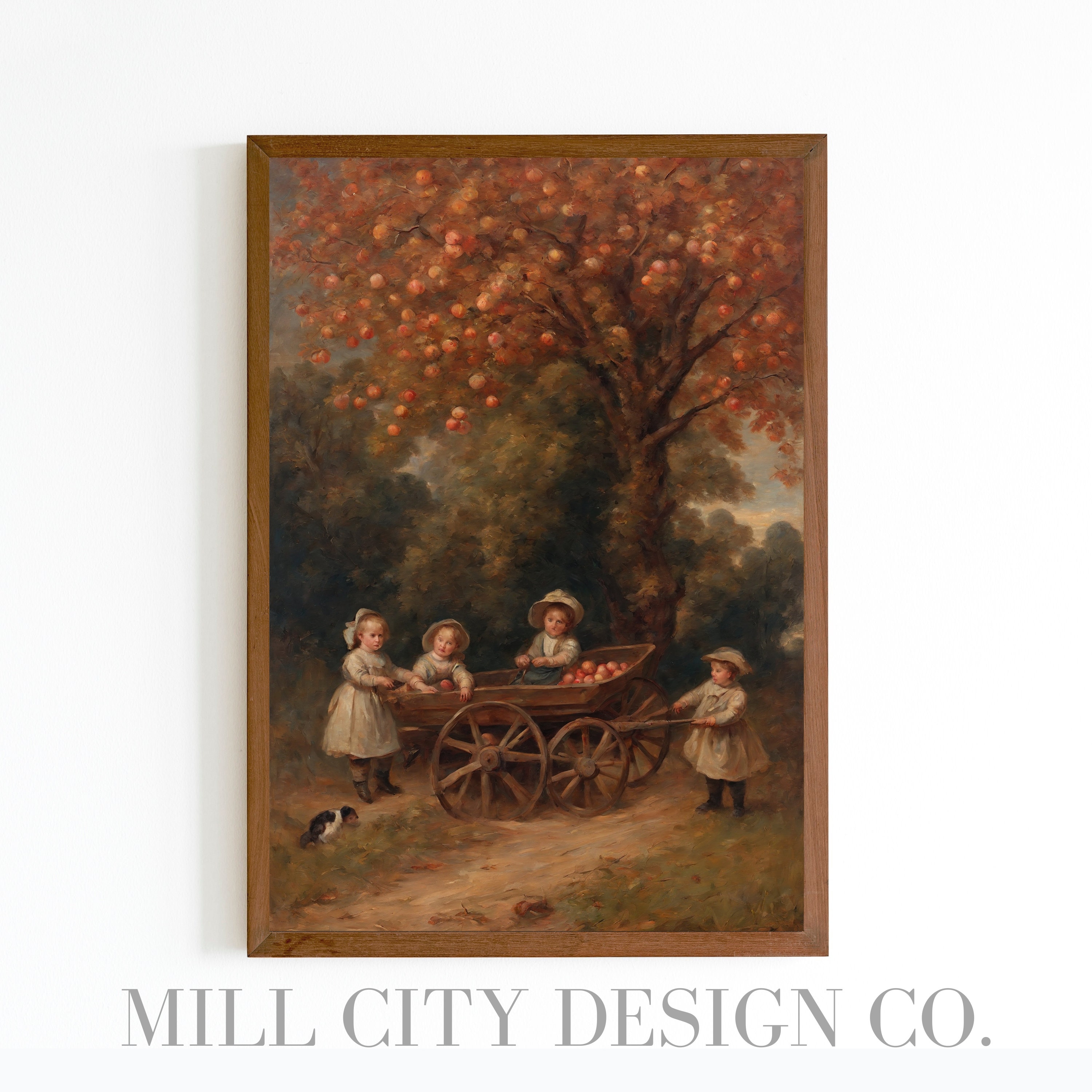 Children With Fall Wagon, Printable Wall Art, Oil Painting, Country ...