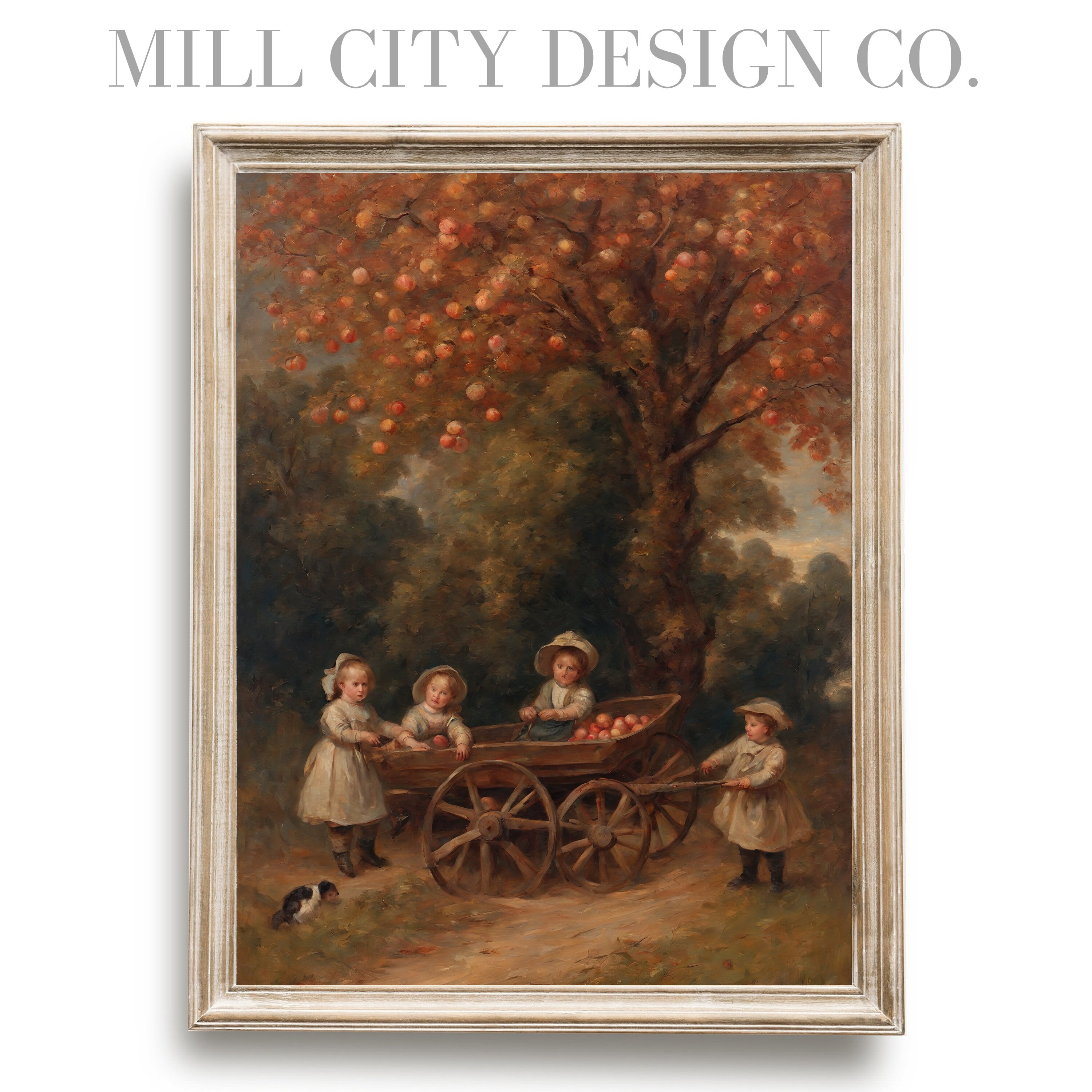 Children With Fall Wagon, Printable Wall Art, Oil Painting, Country ...