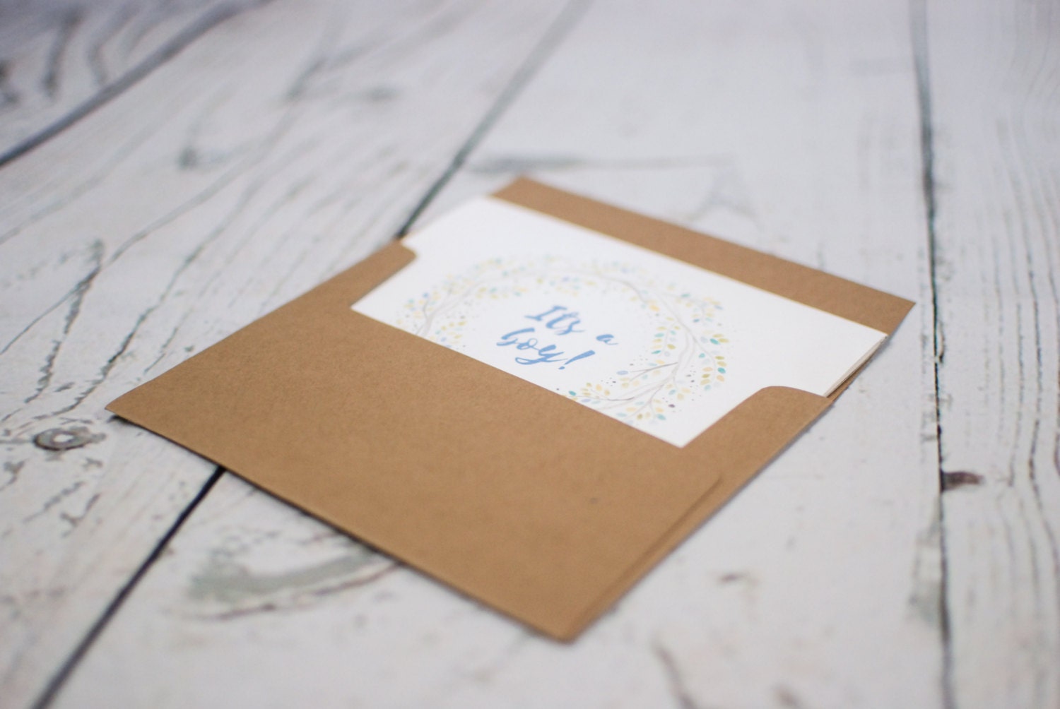 Printable It's a Boy Expecting Cards - Delicate Garland Wreath ...