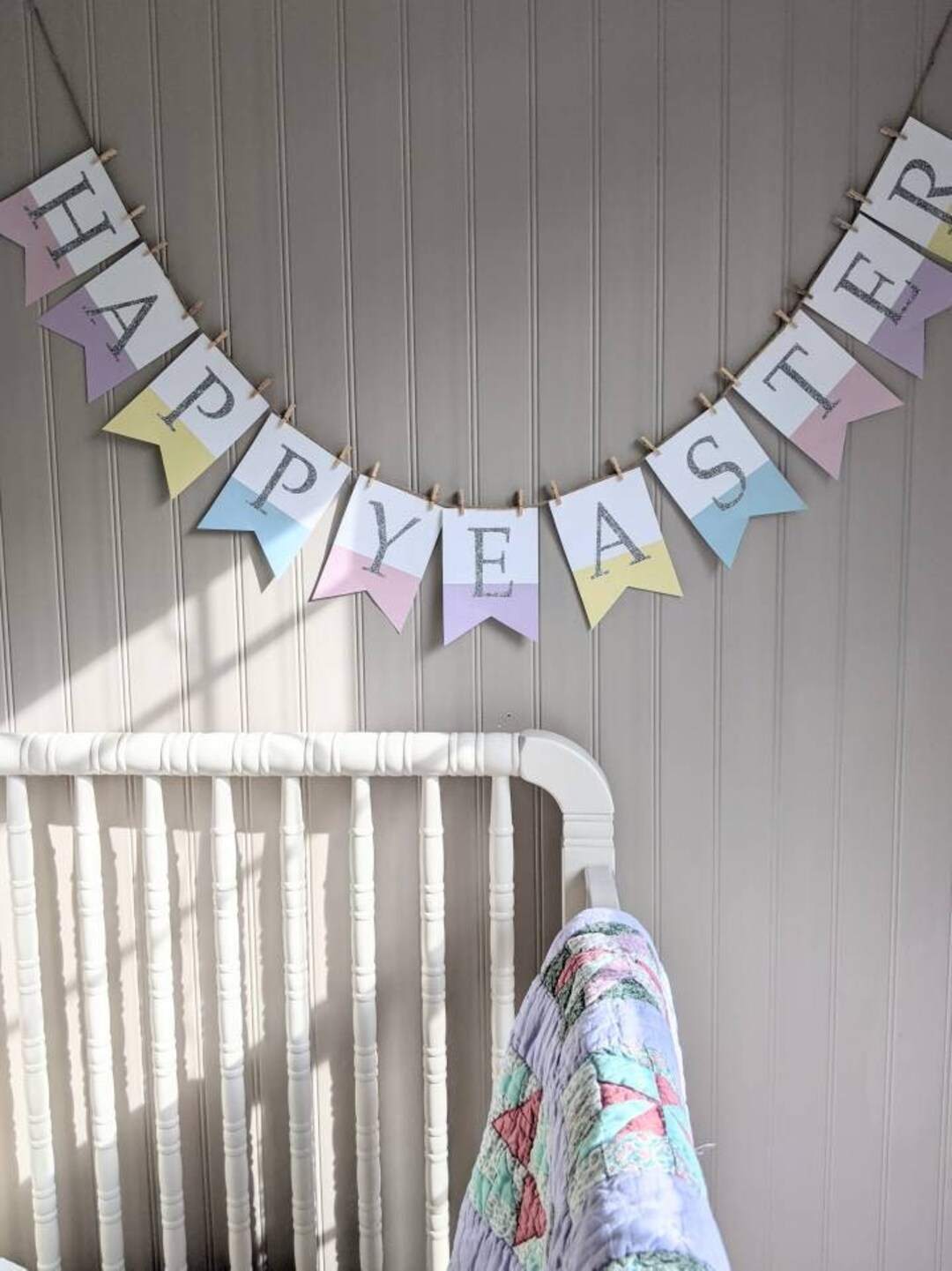 Spring Easter Color Block Banner - Printable Banner Flag, Instant Party ...