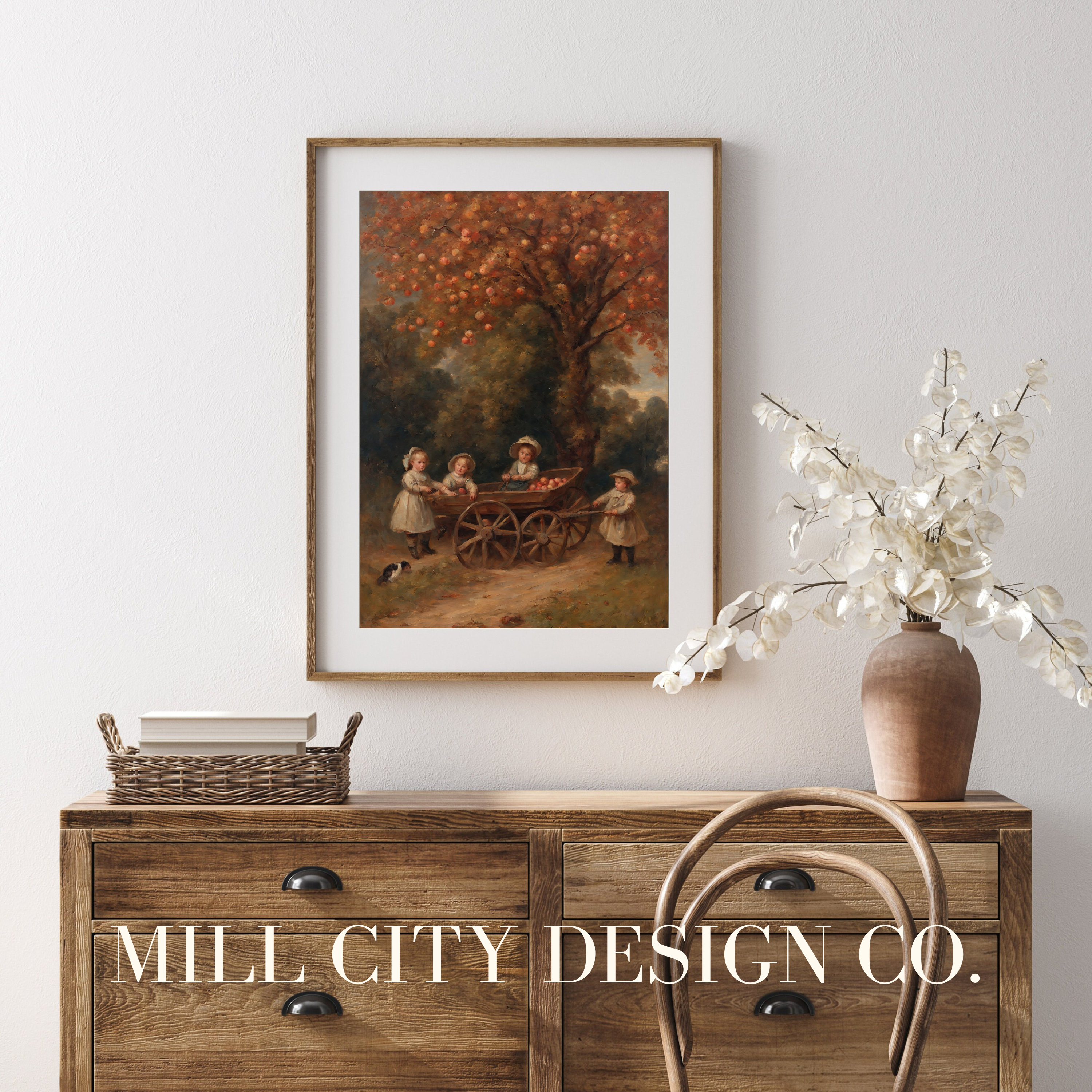 Children With Fall Wagon, Printable Wall Art, Oil Painting, Country ...