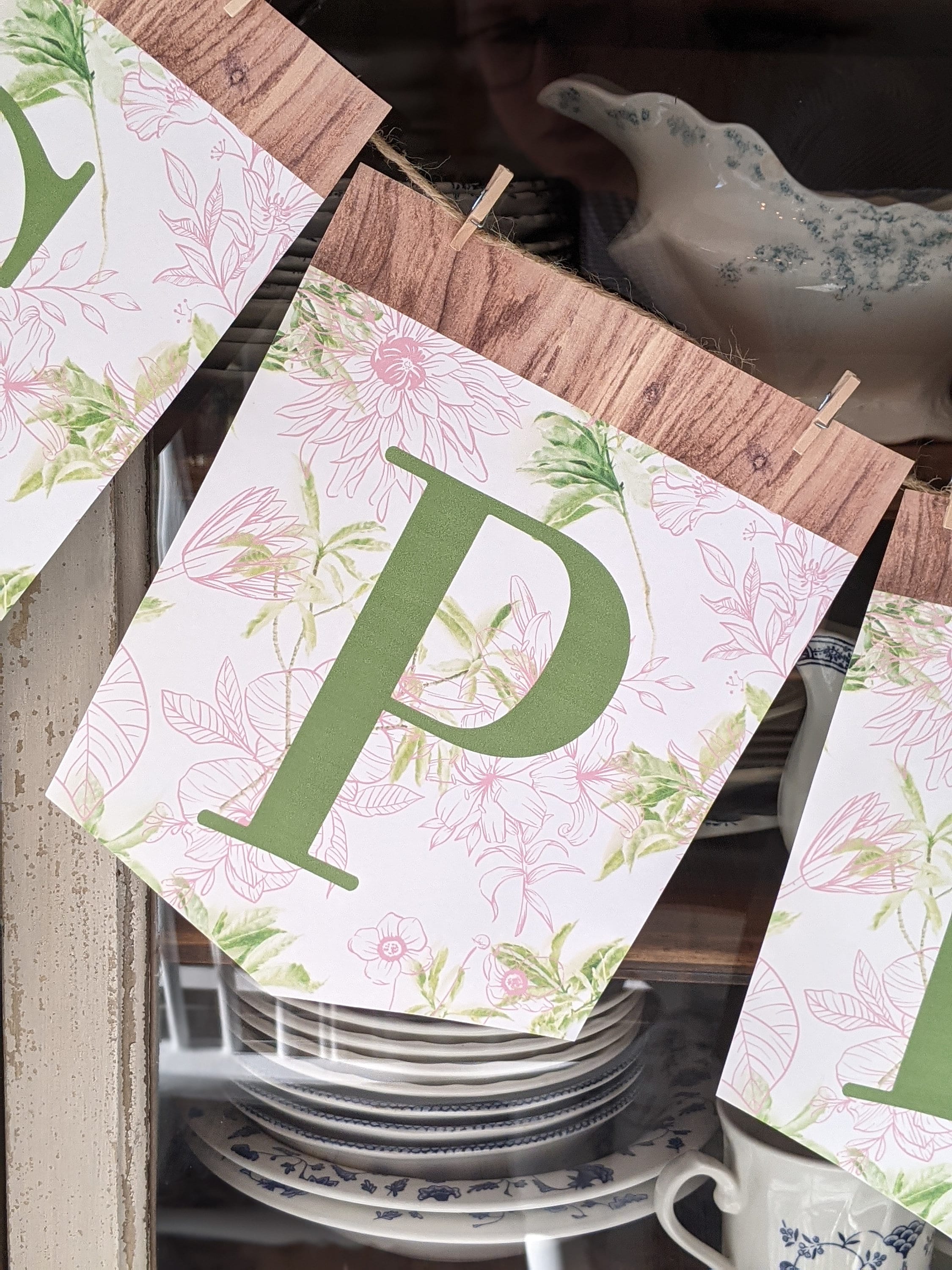 Spring Watercolor Flower Banner With Faux Wood - Printable Banner Flag ...