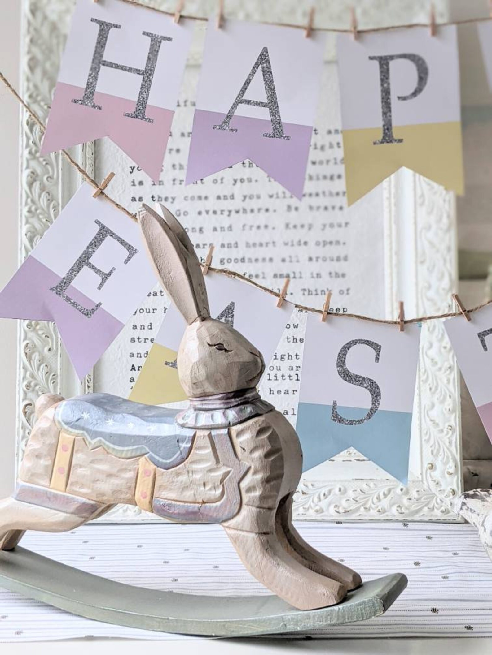 Spring Easter Color Block Banner - Printable Banner Flag, Instant Party ...