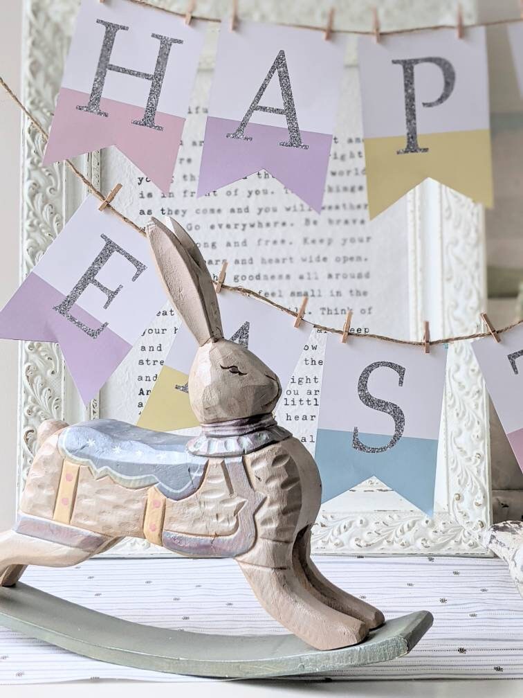 Spring Easter Color Block Banner - Printable Banner Flag, Instant Party ...