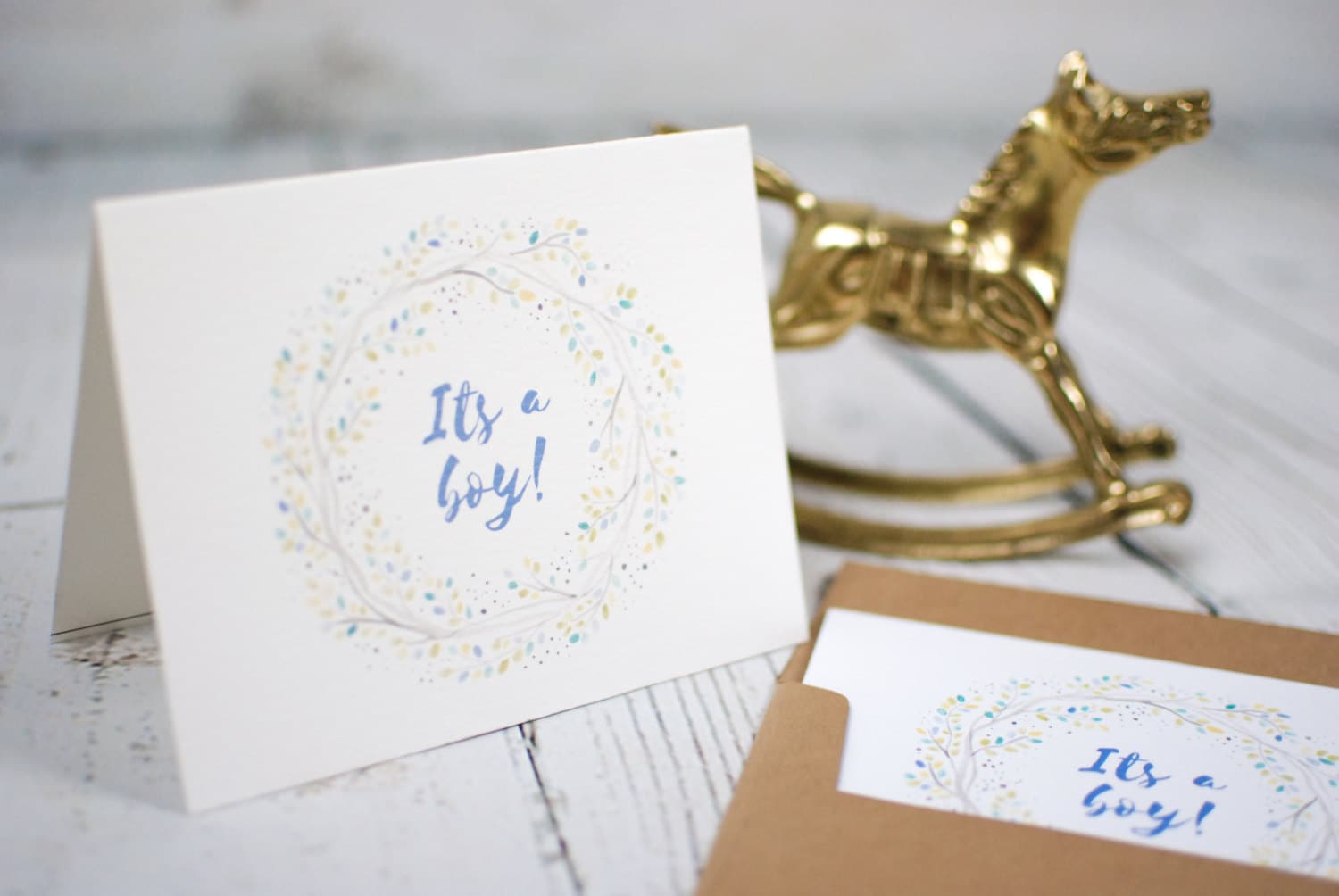 Printable It's a Boy Expecting Cards - Delicate Garland Wreath ...