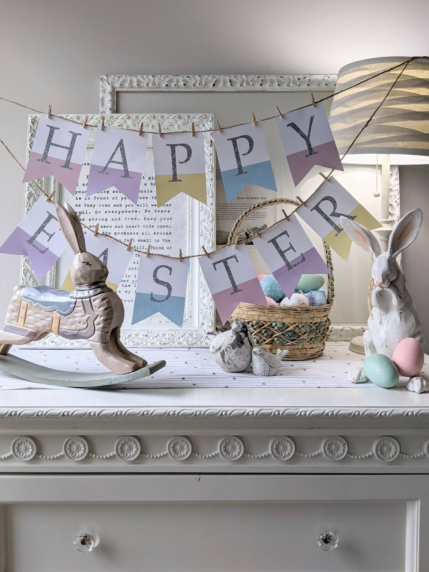 Spring Easter Color Block Banner - Printable Banner Flag, Instant Party ...