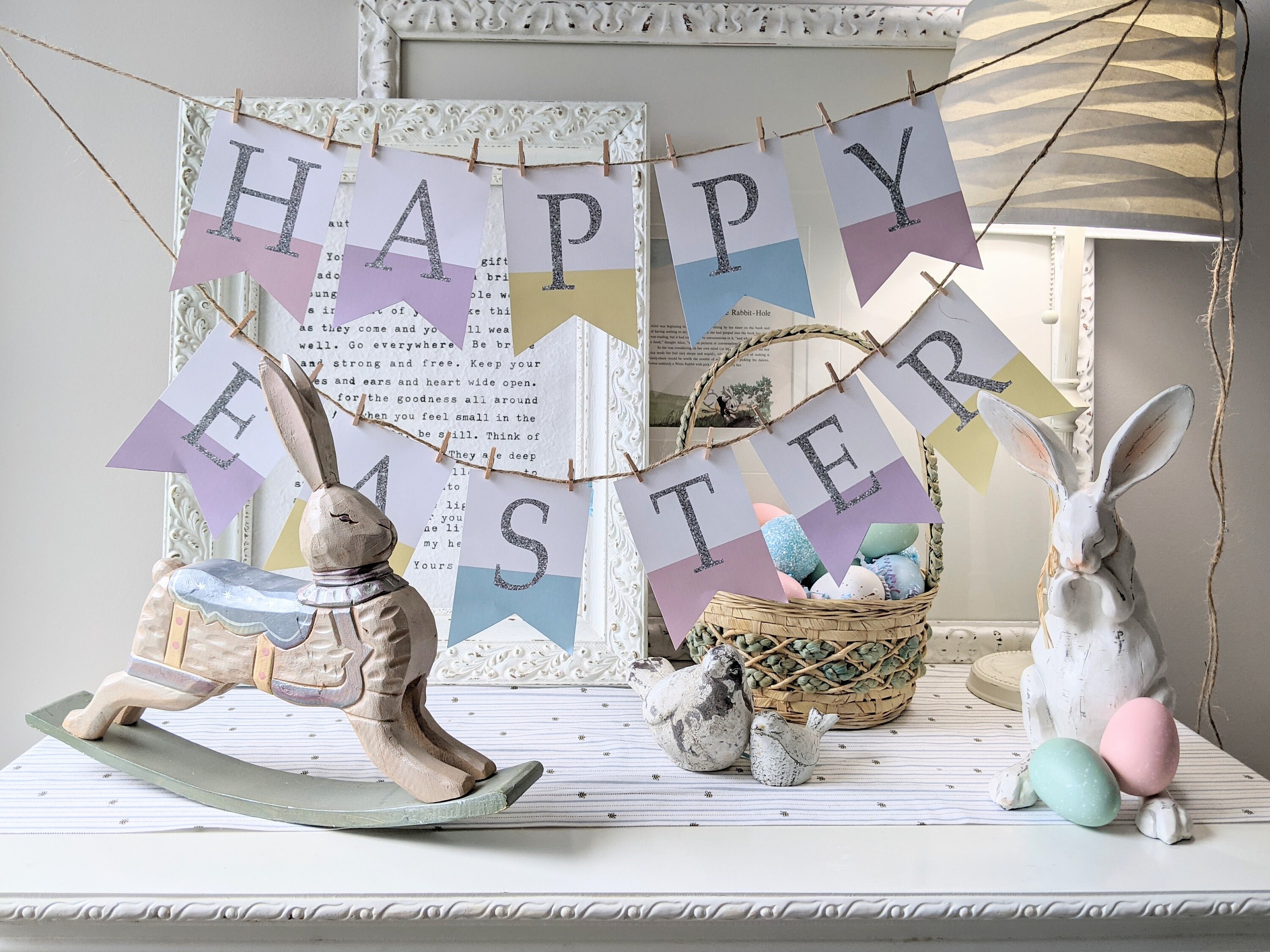 Spring Easter Color Block Banner - Printable Banner Flag, Instant Party ...