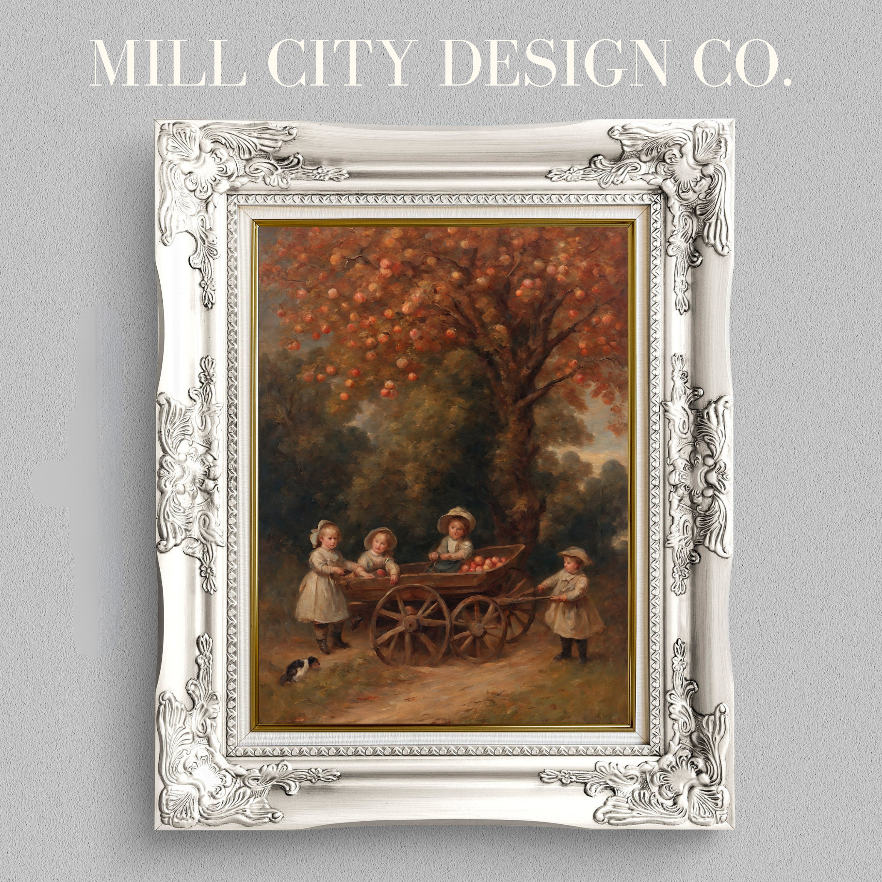 Children With Fall Wagon, Printable Wall Art, Oil Painting, Country ...