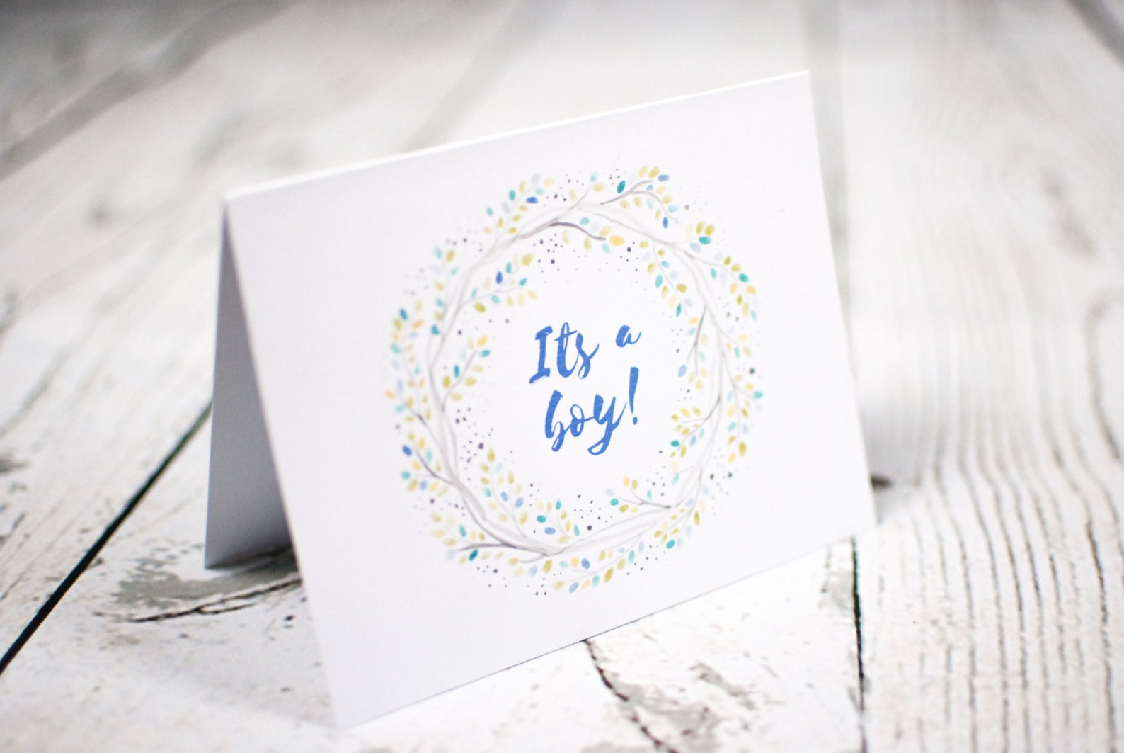 Printable It's a Boy Expecting Cards - Delicate Garland Wreath ...