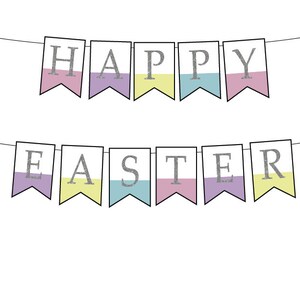 Spring Easter Color Block Banner - Printable Banner Flag, Instant Party ...