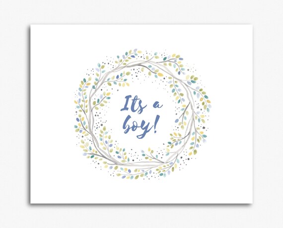 Printable It's a Boy Expecting Cards Delicate Garland | Etsy