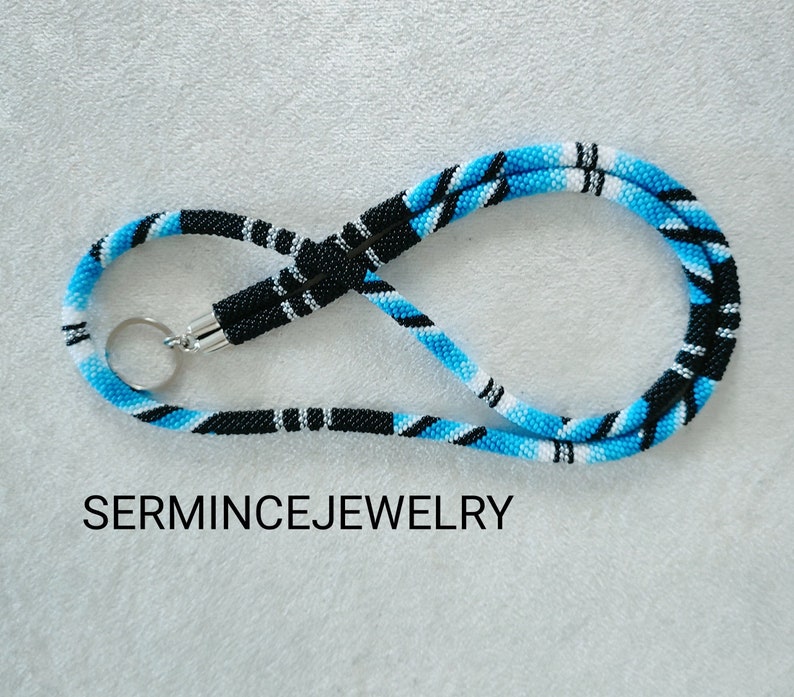 Patina Blue Beaded Lanyard: Native American Style ID Badge Holder - Etsy