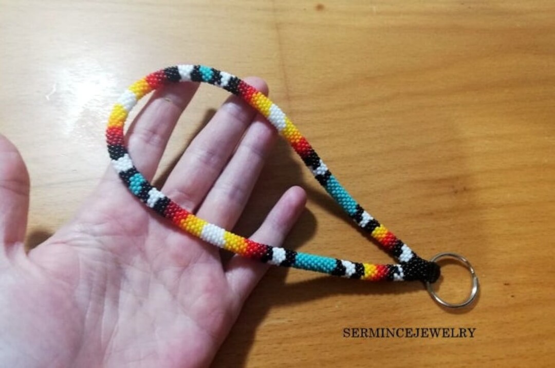 Native American Style Beaded Keychain Wristlet, Purse Charms, Bag Purse ...