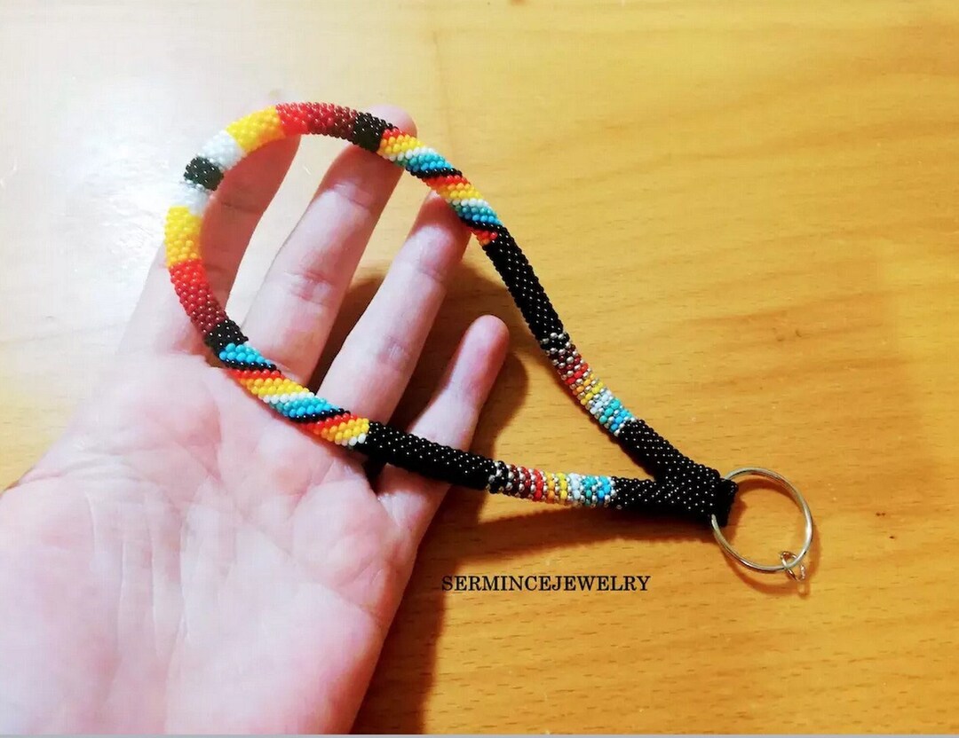 Native American Style Beaded Keychain Wristlet: Handmade Purse Charm - Etsy