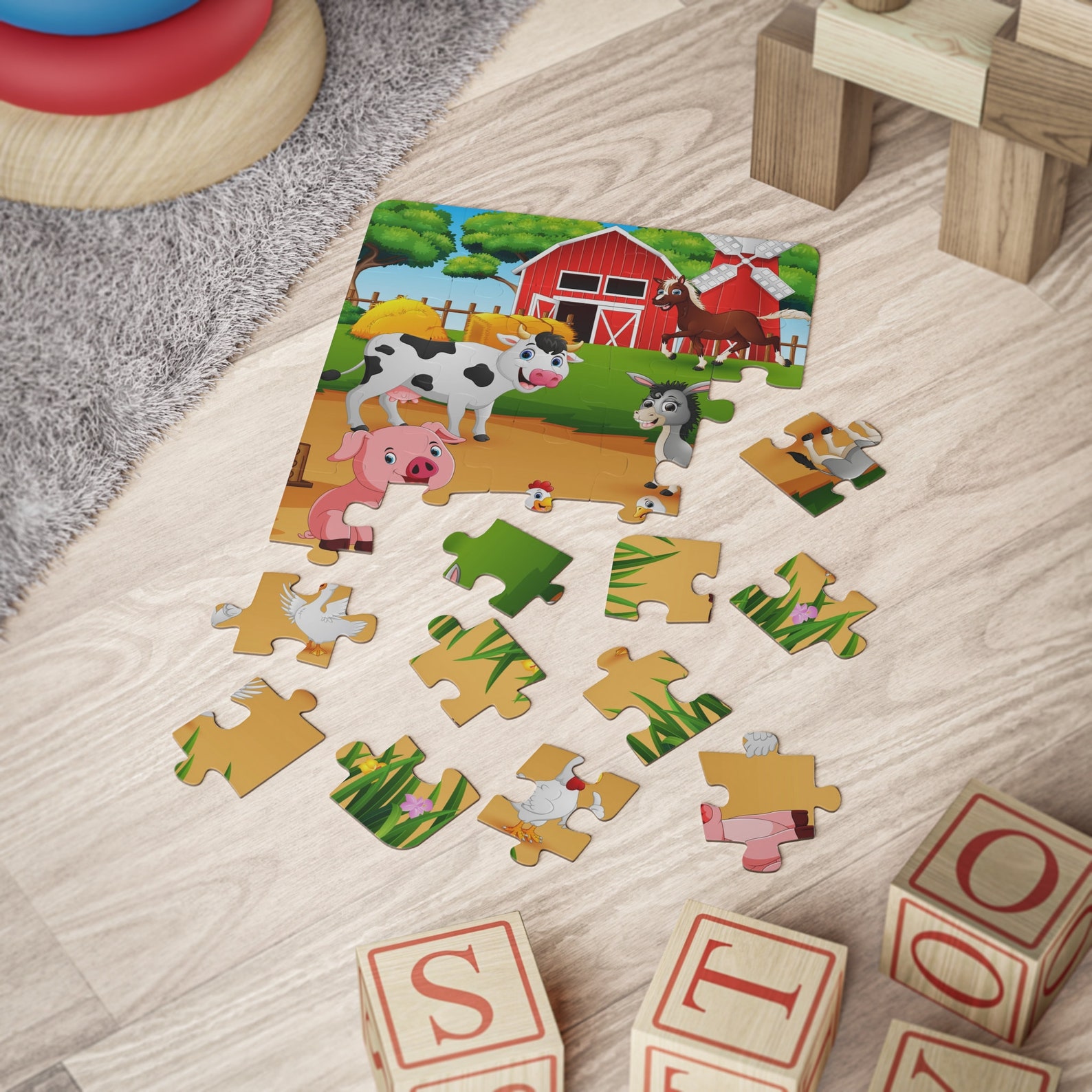 30-piece Kids Farm Animals Puzzle, Animals Inspired Educational Jigsaw ...